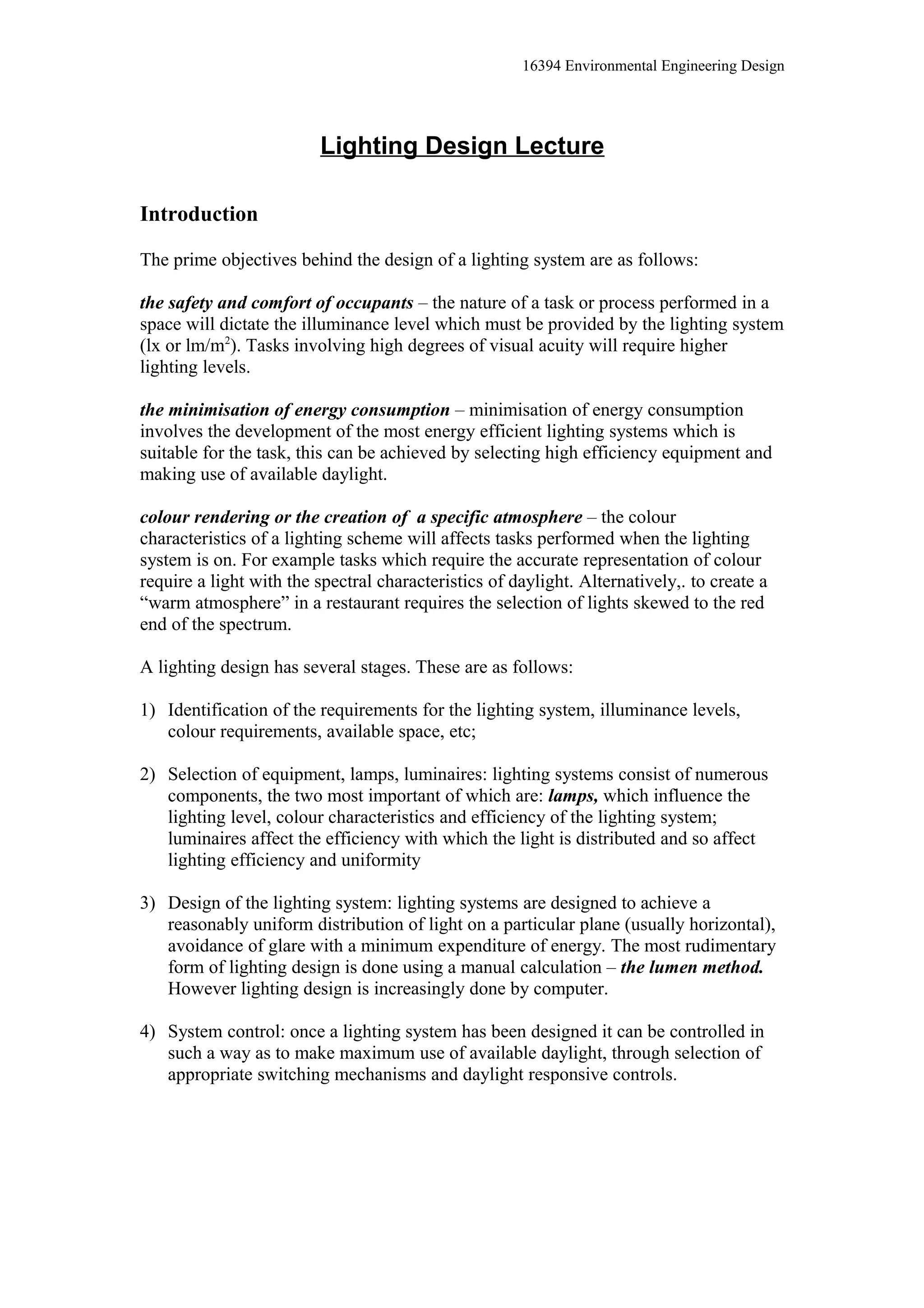 Lighting design lecture | DOC