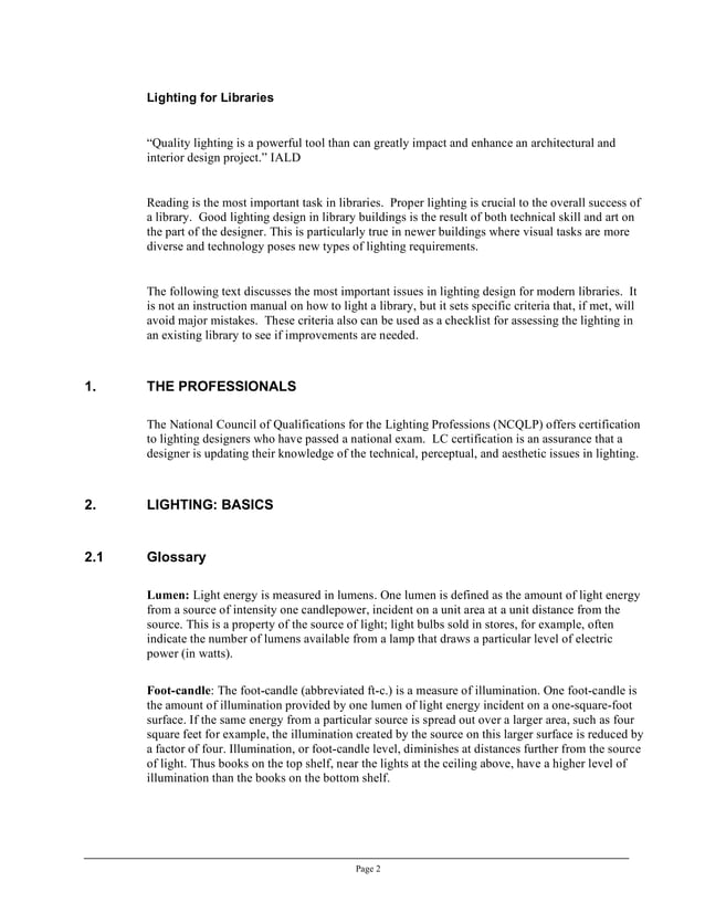 Lighting For Libraries | PDF