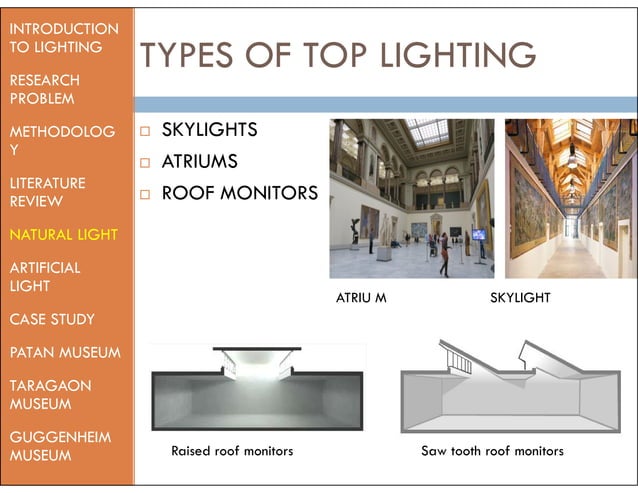 Lighting in museum and art gallery