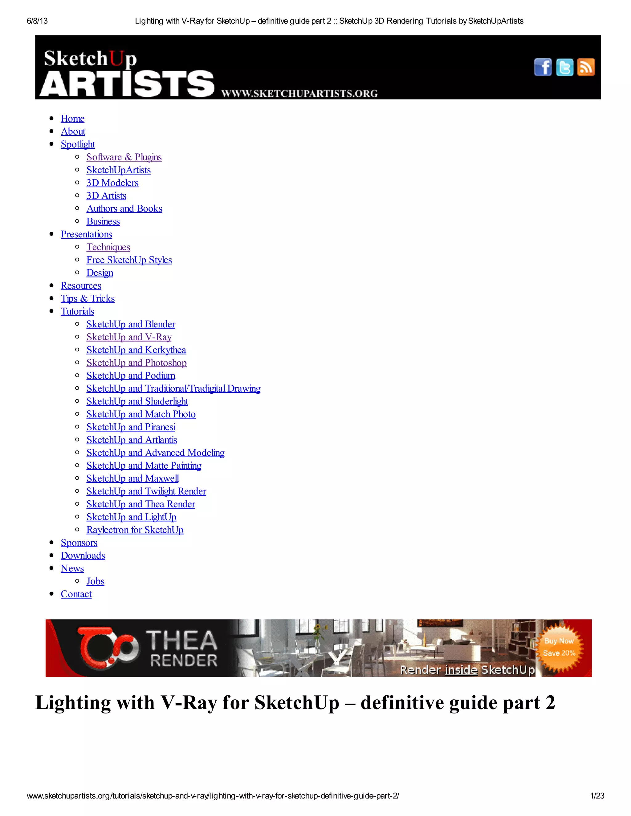 Lighting with v ray for sketch up – definitive guide part 2 -_ sketchup 3d rendering tutorials ...