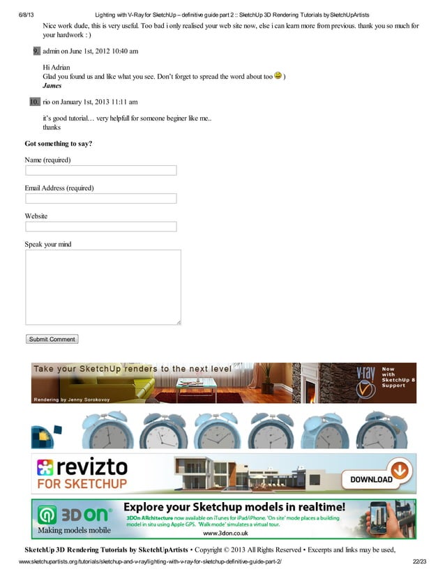 Lighting with v ray for sketch up – definitive guide part 2 -_ sketchup 3d rendering tutorials ...