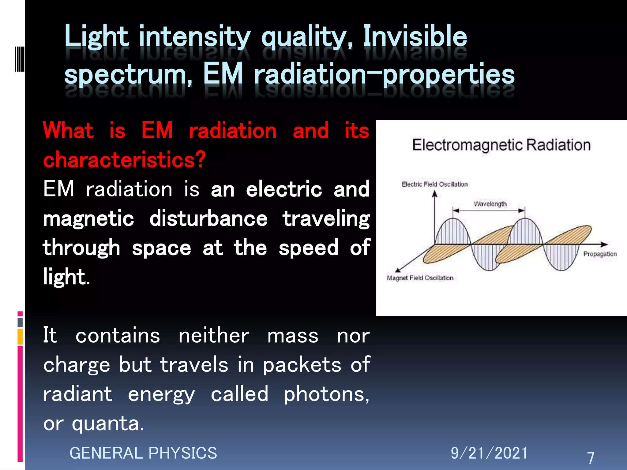 Light intensity/electromagnetic Waves/Wave-quantum Theory/Radioactivity ...