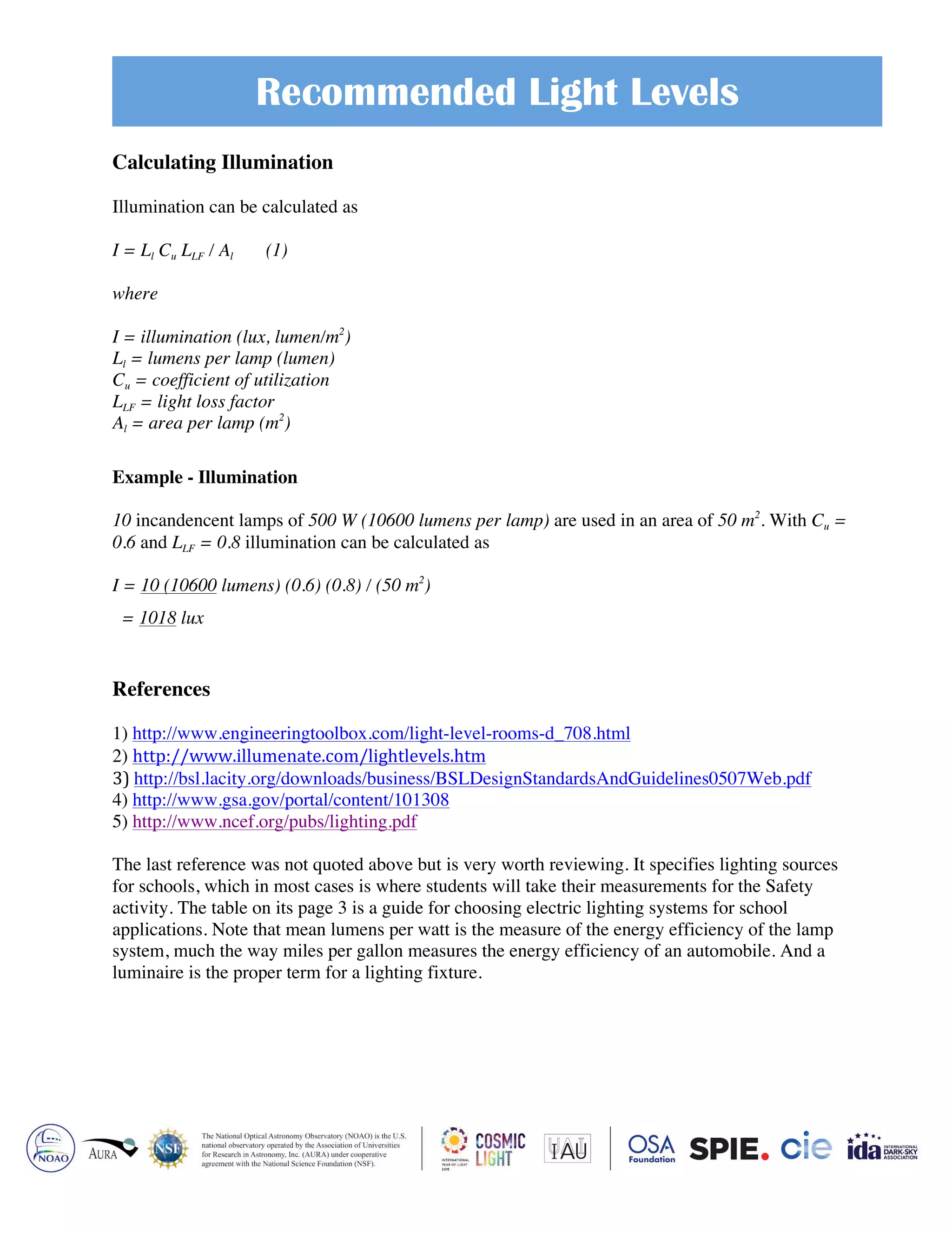 Light levels outdoor+indoor | PDF