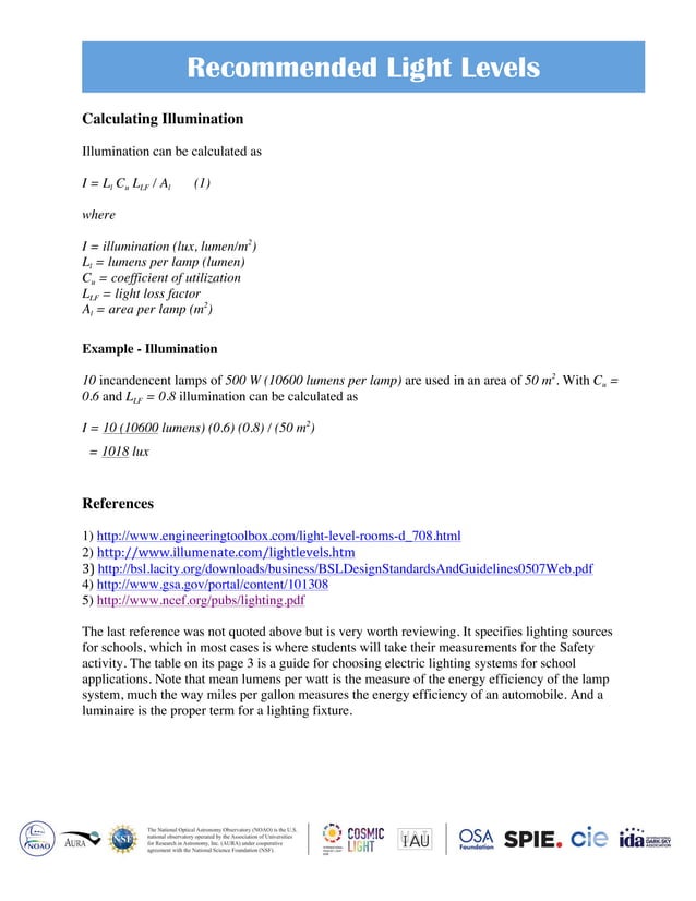 Light levels outdoor+indoor | PDF