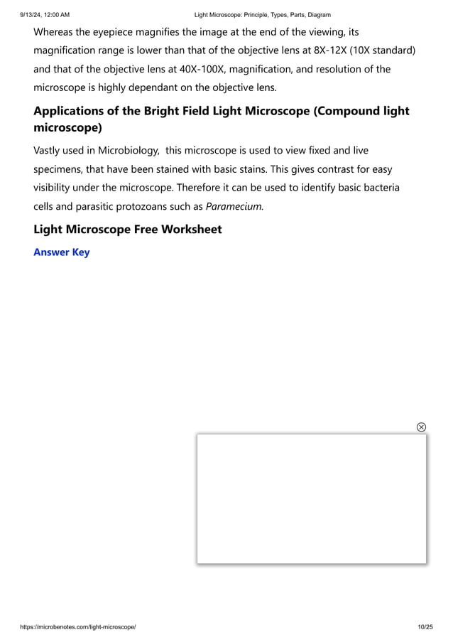 Light Microscope_ Principle, Types, Parts, Diagram.pdf | Physics | Science
