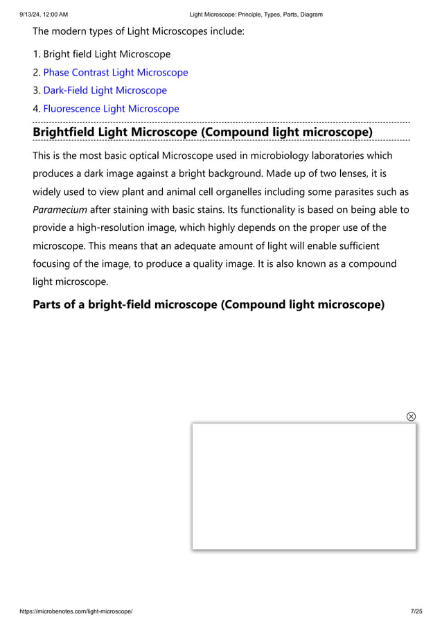Light Microscope_ Principle, Types, Parts, Diagram.pdf | Physics | Science