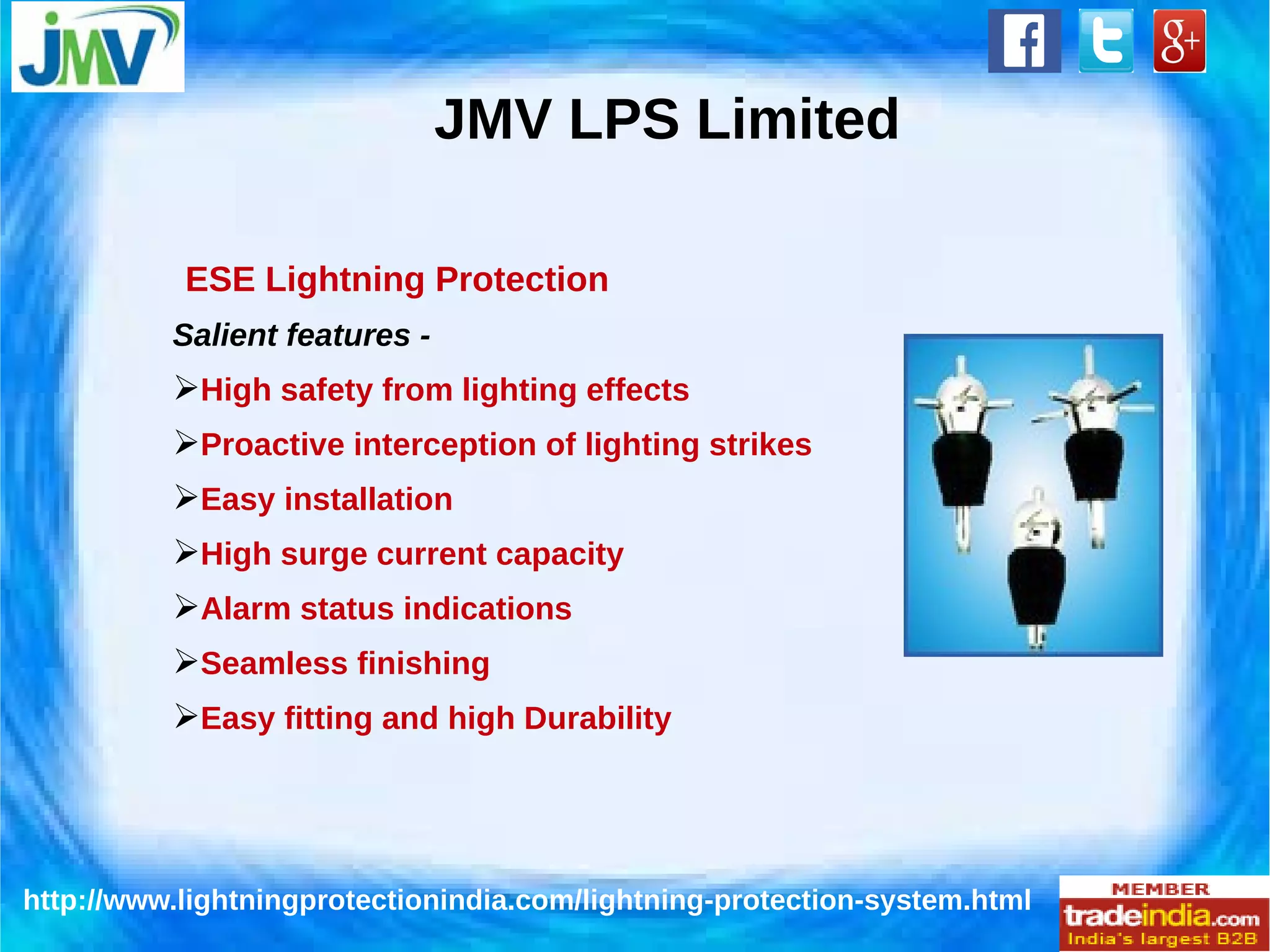 Lightning Protection System Exporter, Manufacturer,JMV LPS Limited | PPT