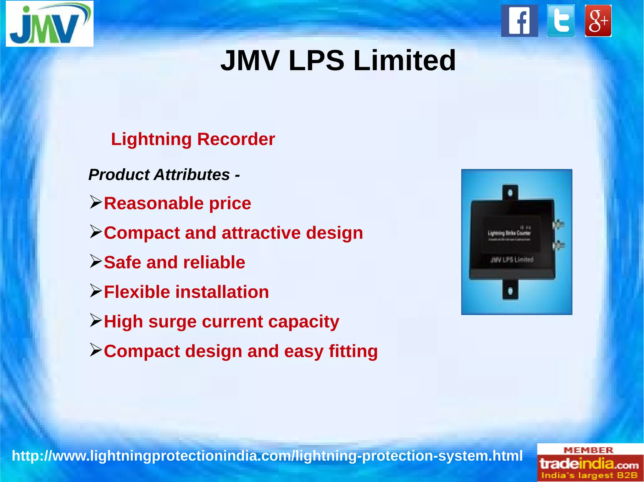 Lightning Protection System Exporter, Manufacturer,JMV LPS Limited | PPT
