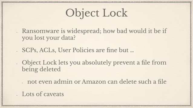 Brian Tarbox: S3 - Sophisticated Storage System | PPT