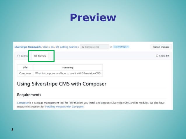 Lightning talk how to edit the Silverstripe CMS docs | PPTX