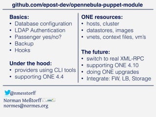 OpenNebula Conf 2014 | Lightning talk: OpenNebula Puppet Module - Norman Messtorff | PPT