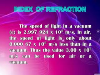 Lights and Optics - reflection, refraction and dispersion of light | PPTX