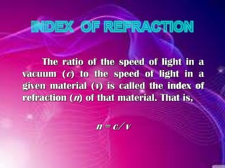 Lights and Optics - reflection, refraction and dispersion of light | PPTX