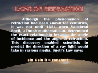 Lights and Optics - reflection, refraction and dispersion of light | PPTX