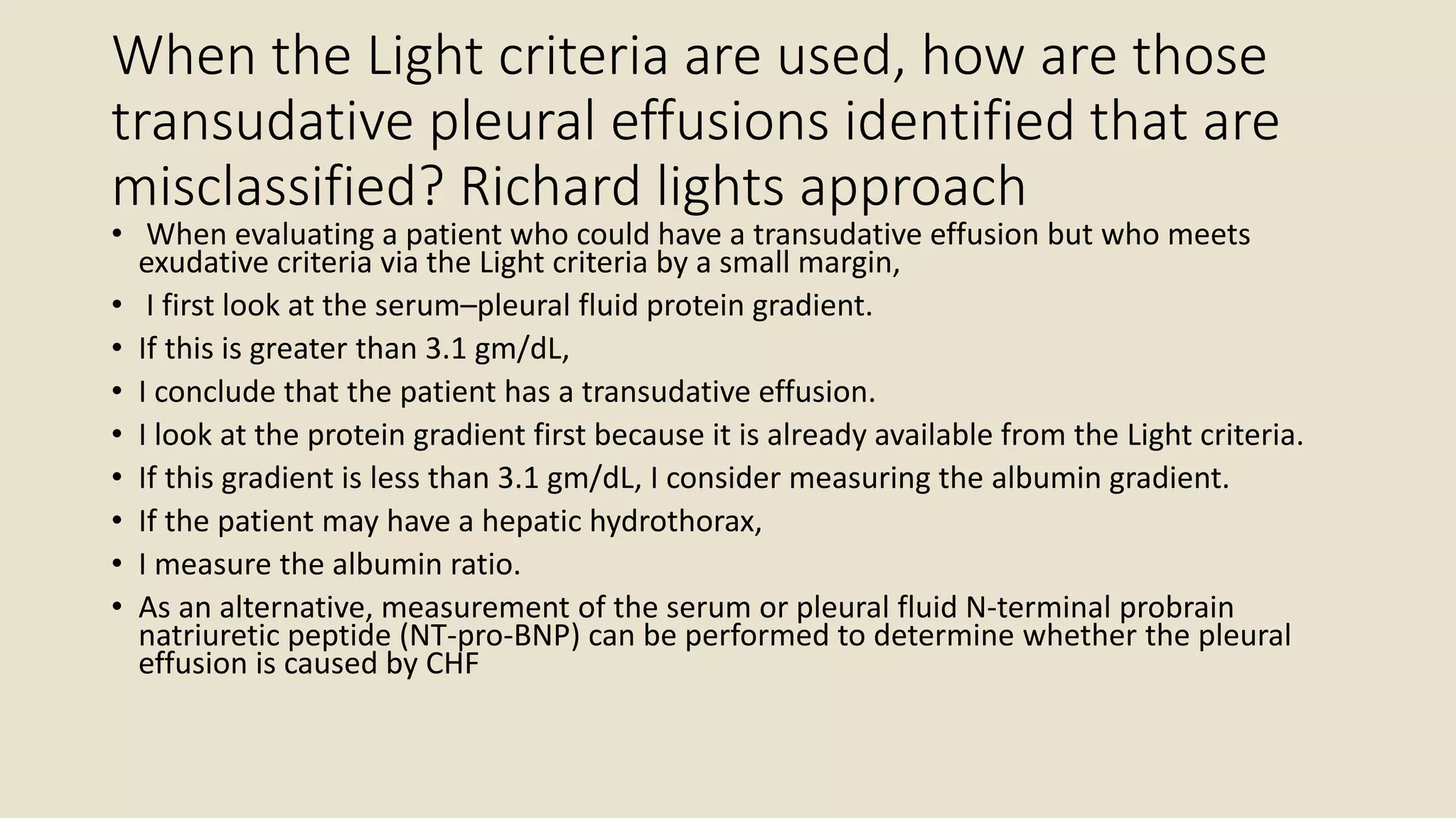 Lights criteria pleural diseases | PPTX