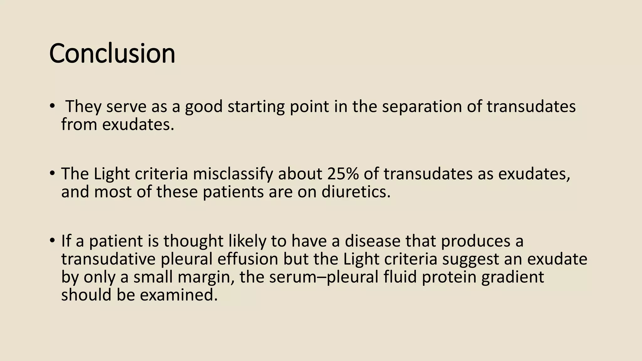Lights criteria pleural diseases | PPTX
