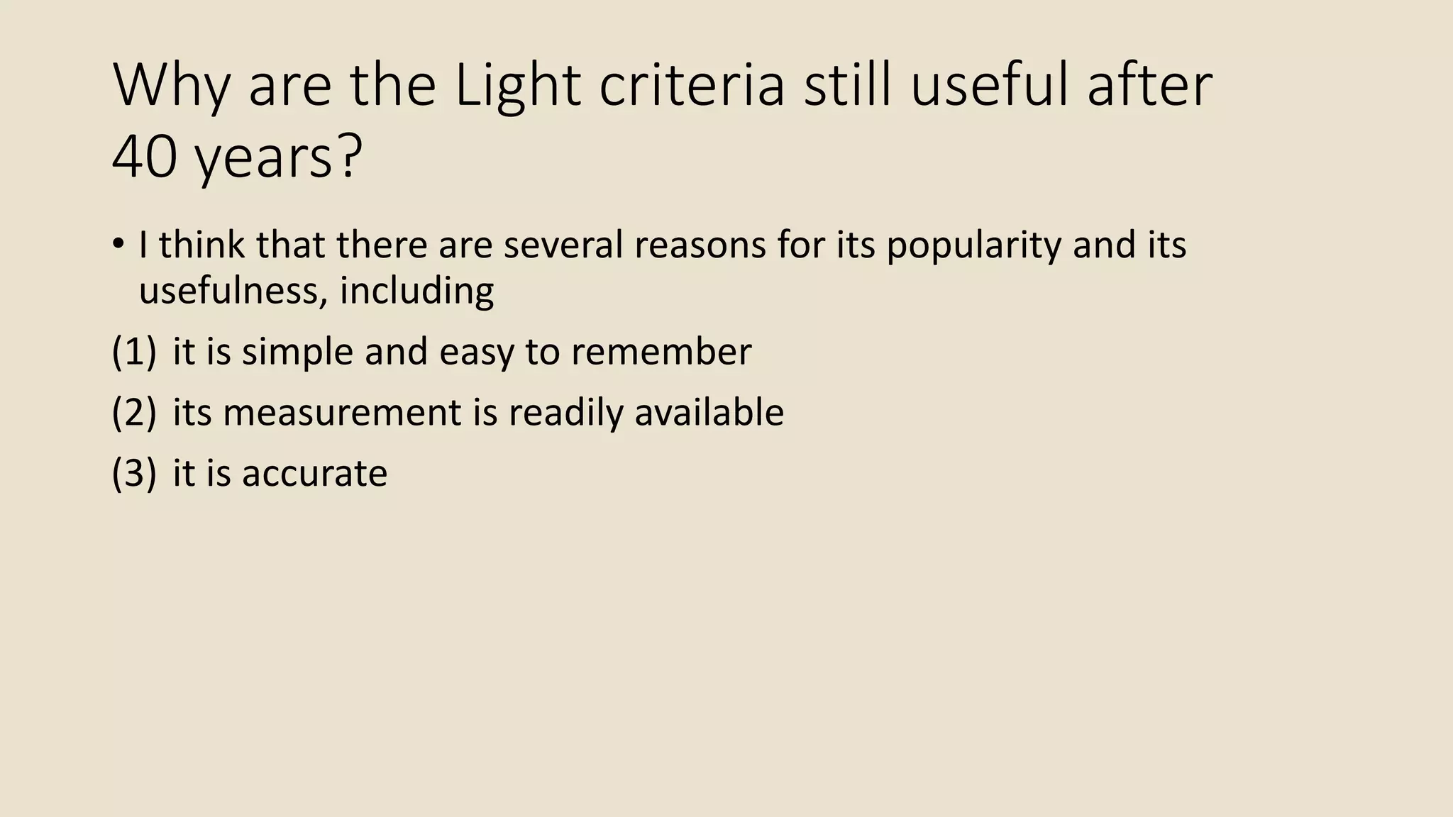Lights criteria pleural diseases | PPTX
