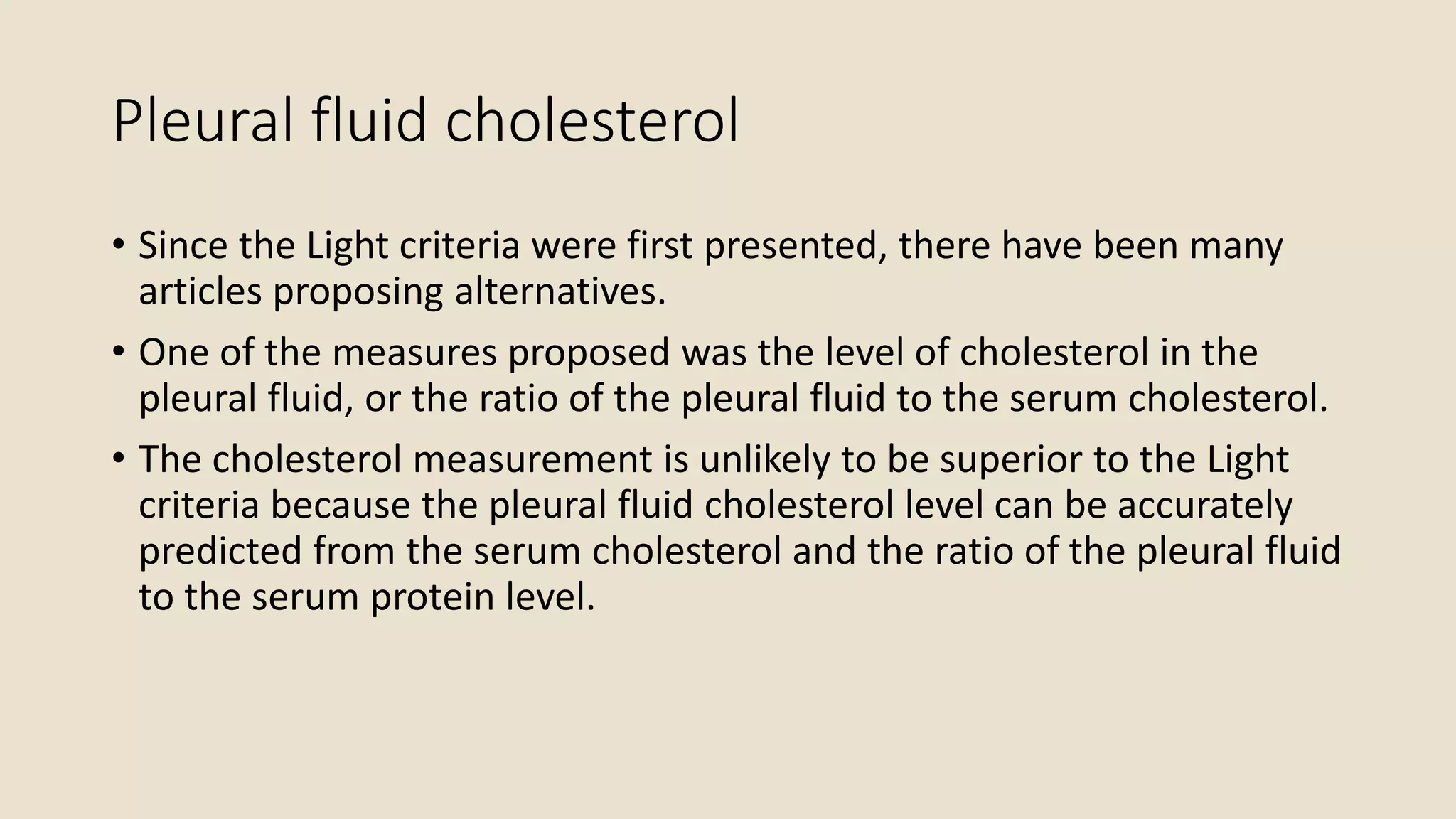 Lights criteria pleural diseases | PPTX