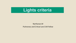 Lights criteria pleural diseases | PPTX