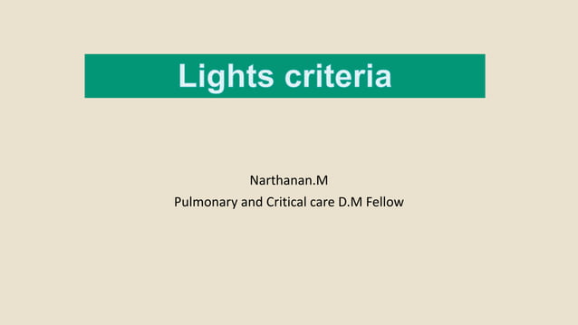 Lights criteria pleural diseases | PPTX | Lung and Respiratory Health ...