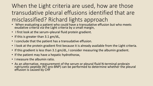 Lights criteria pleural diseases | PPTX | Lung and Respiratory Health ...