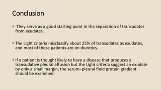 Lights criteria pleural diseases | PPTX