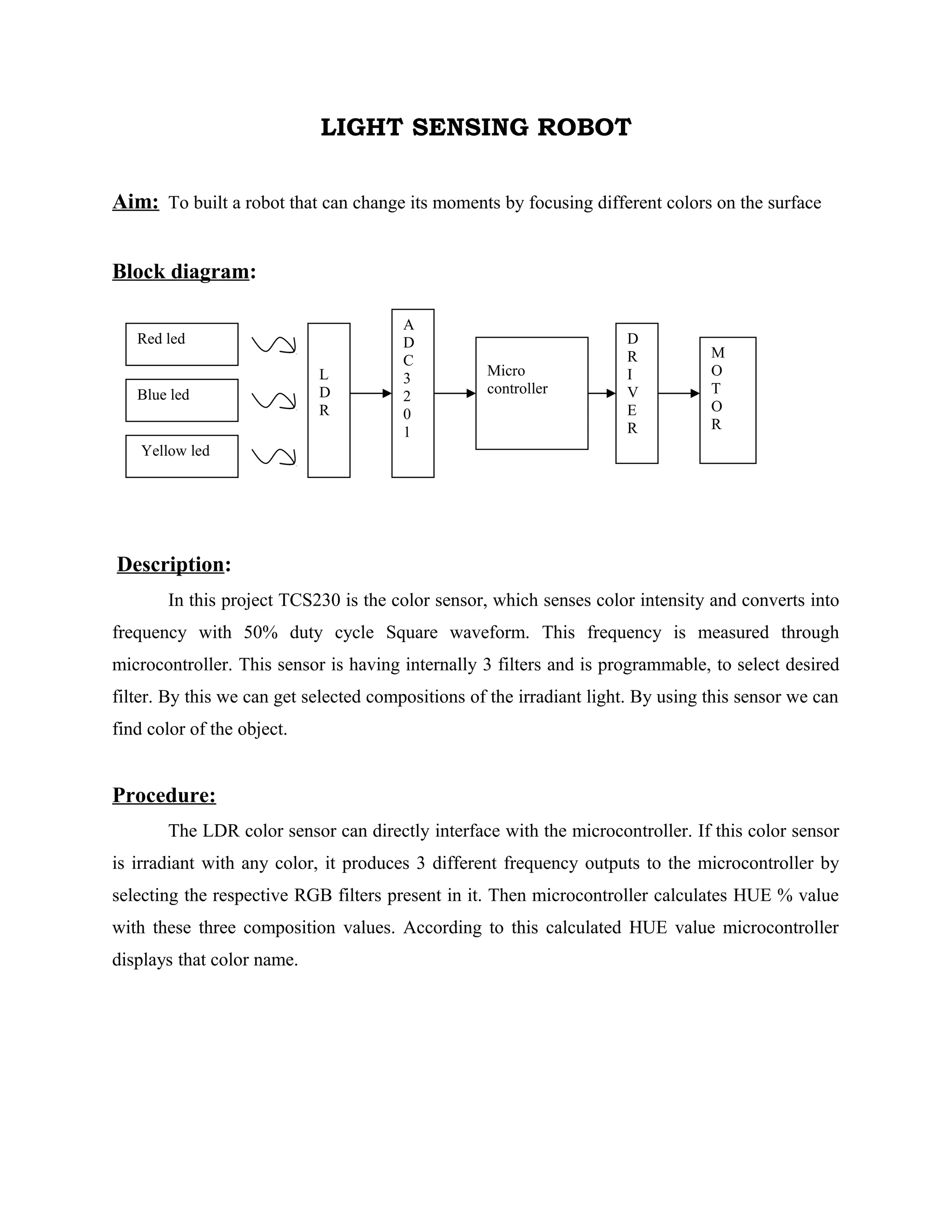 Light sensing robot | DOC