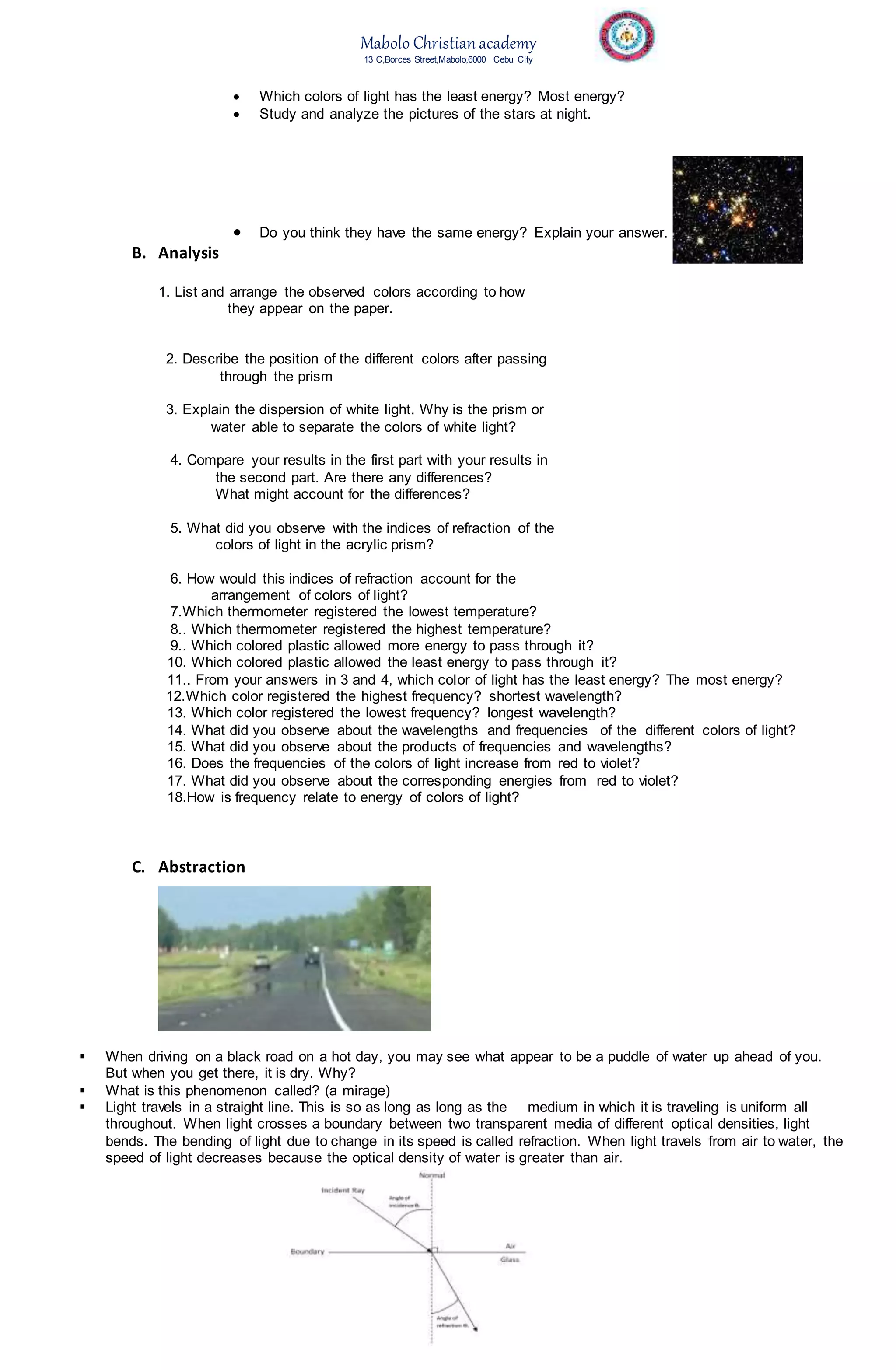 Lights lesson plan | DOC