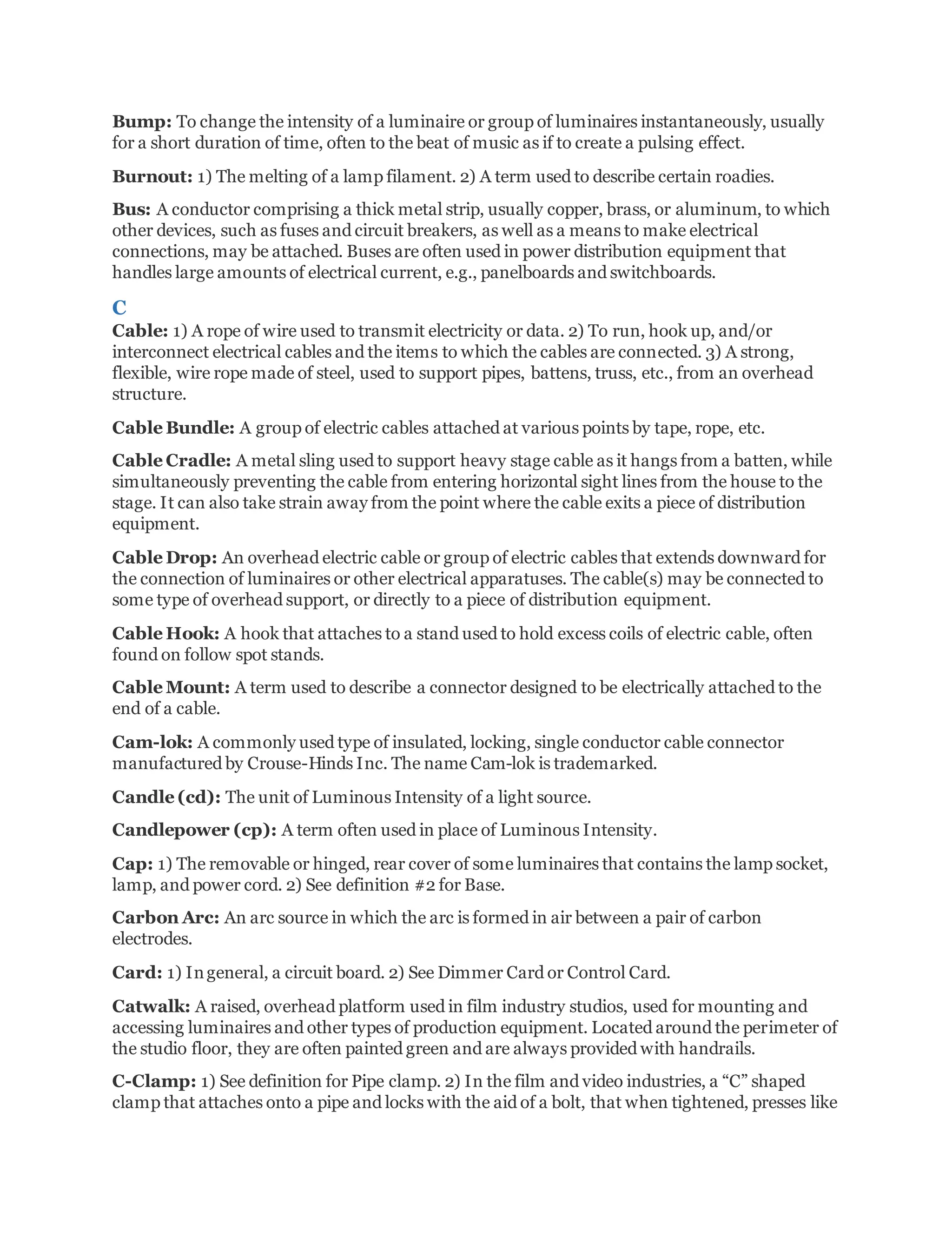 Light and Sound Glossary of theatrical lighting | DOCX