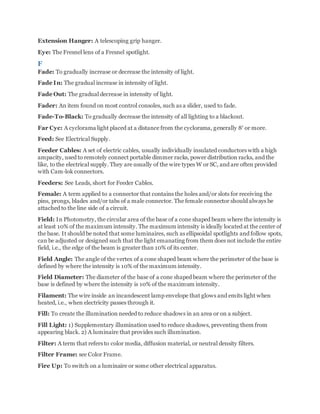 Light and Sound Glossary of theatrical lighting | DOCX
