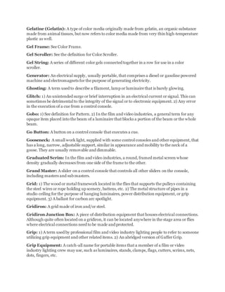 Light and Sound Glossary of theatrical lighting | DOCX