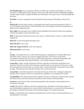 Light and Sound Glossary of theatrical lighting | DOCX