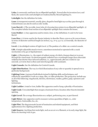 Light and Sound Glossary of theatrical lighting | DOCX