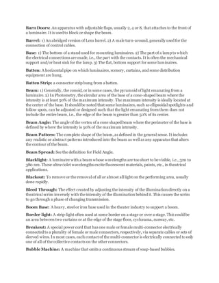 Light and Sound Glossary of theatrical lighting | DOCX