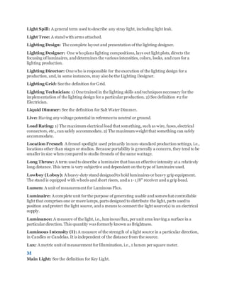 Light and Sound Glossary of theatrical lighting | DOCX