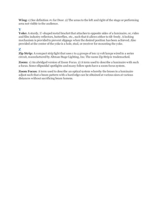 Light and Sound Glossary of theatrical lighting | DOCX