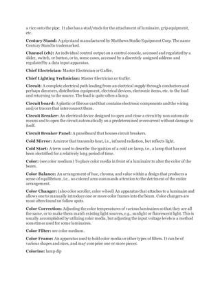 Light and Sound Glossary of theatrical lighting | DOCX