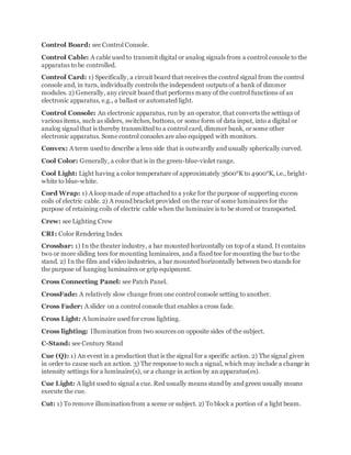 Light and Sound Glossary of theatrical lighting | DOCX