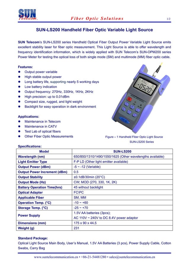 Light Source Power Meter Sun Ls200 | PDF