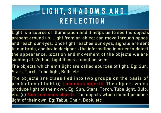 Lights & Shadows presentation for school kids | PDF