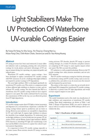 Light Stabilizers for Water Based UV oating | PDF
