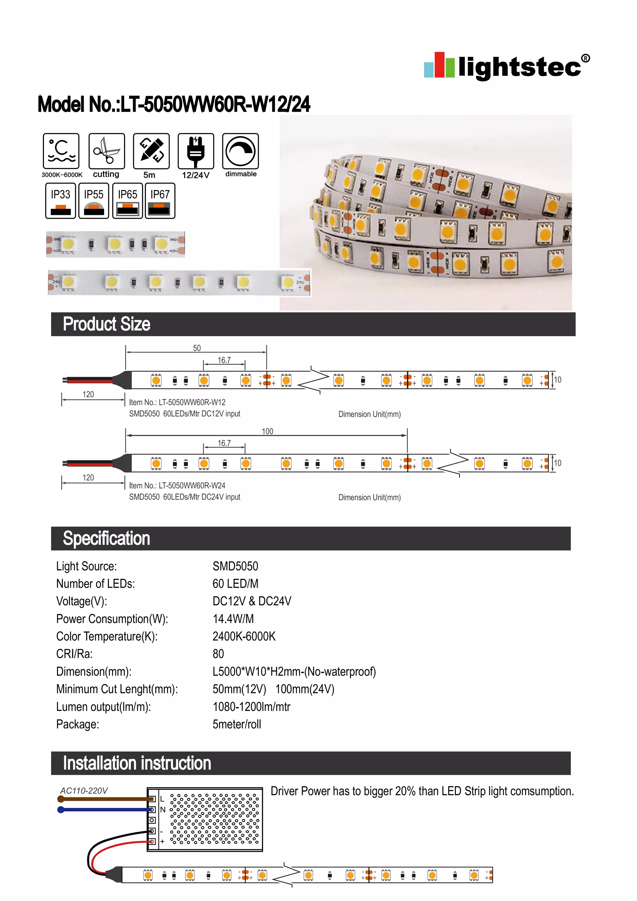 Lightstec led strip light 5050 60 | PDF