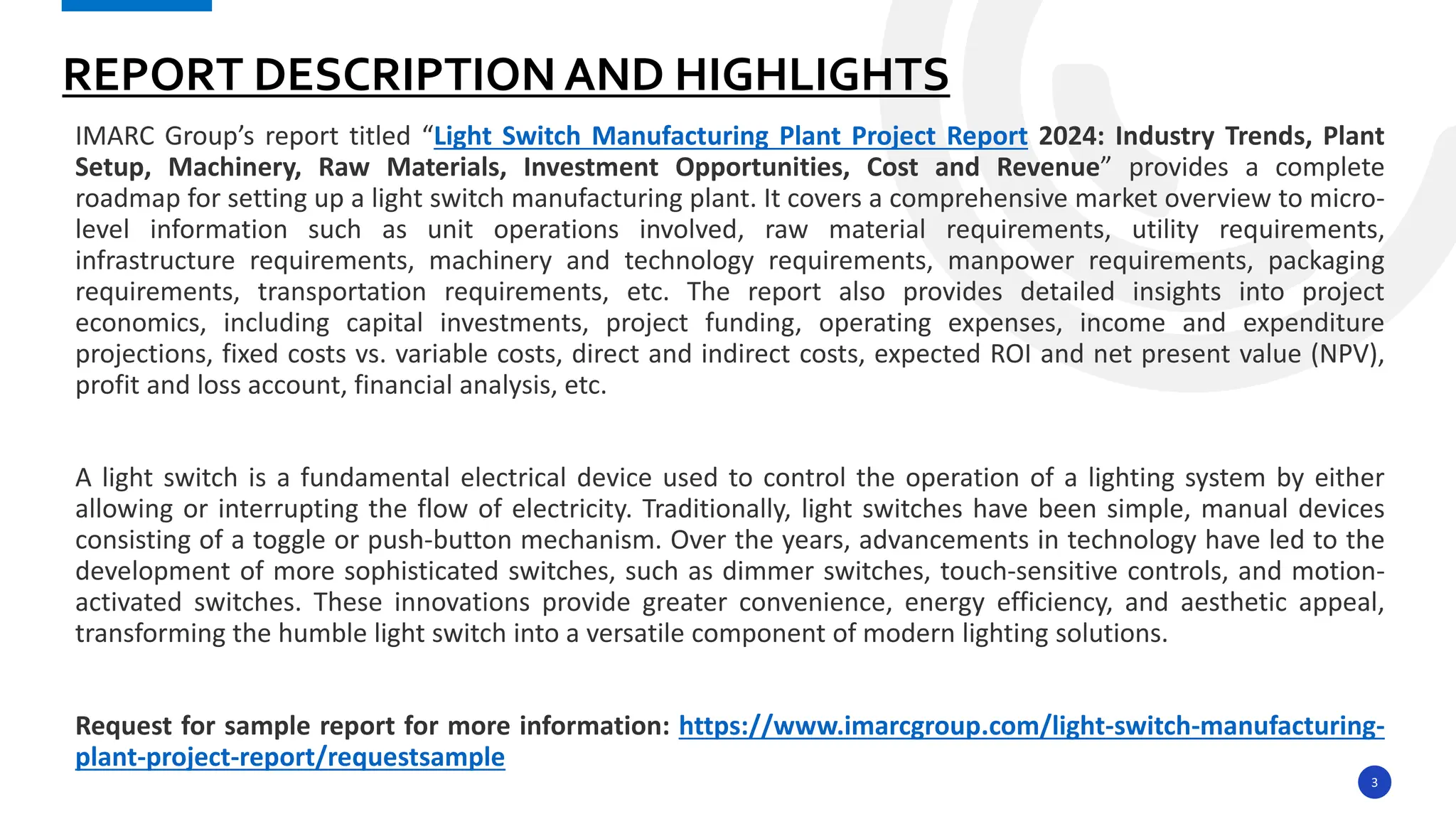 Light Switch Manufacturing Plant Project Report .pptx