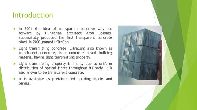 Light Transmitting concrete | PPTX | Physics | Science