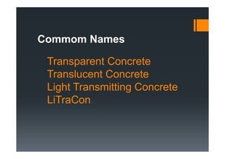 Light transmitting concrete | PPT