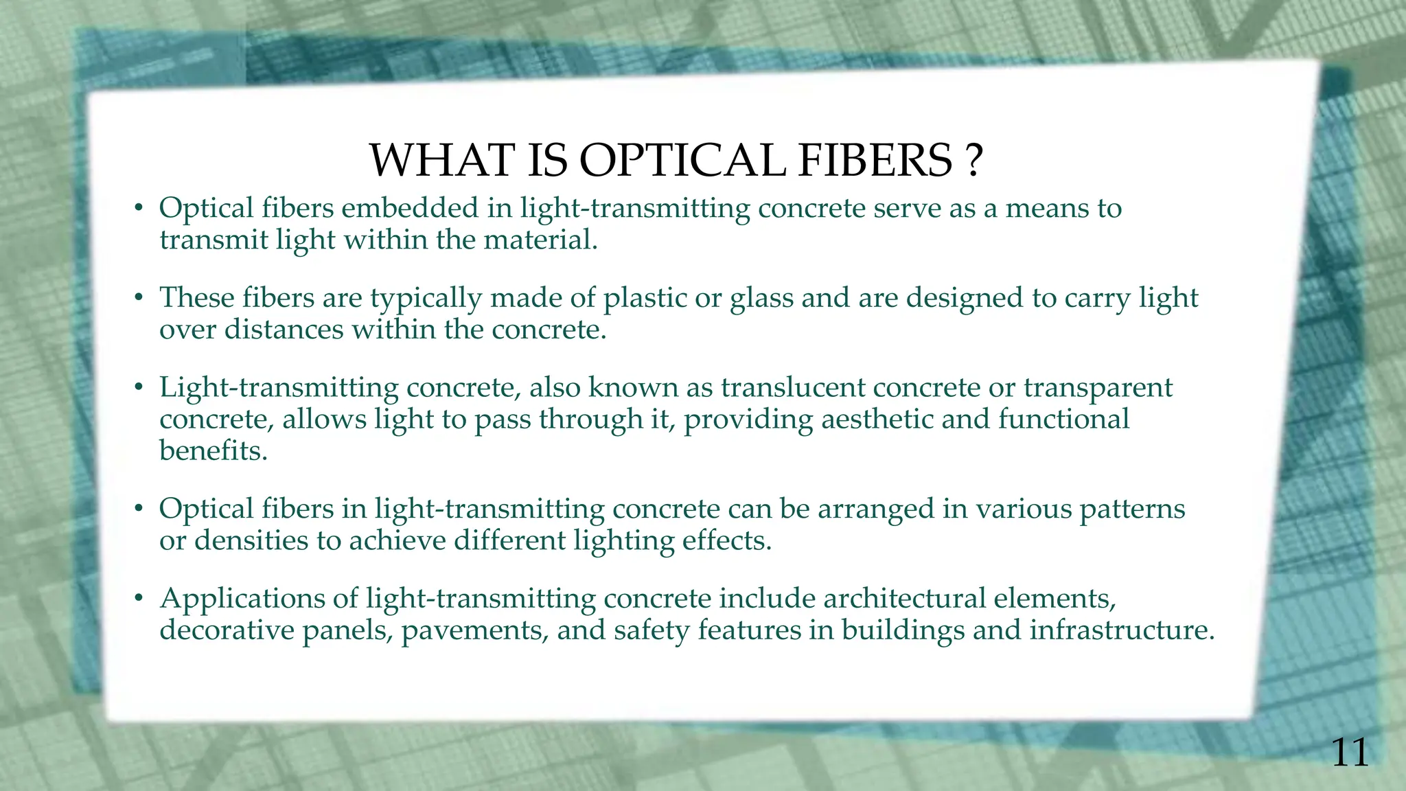 LIGHT TRANSMITTING CONCRETE.pptx nefind fjiij | PPT