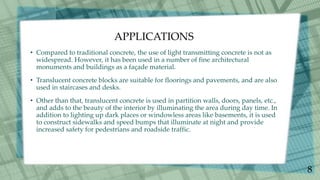 LIGHT TRANSMITTING CONCRETE.pptx nefind fjiij | PPT