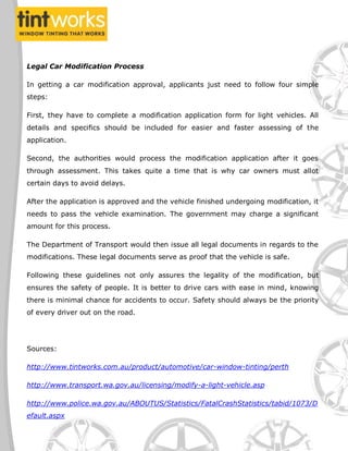 Light vehicle modification rules in western australia | PDF