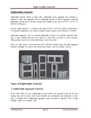 Light weight concrete | DOCX