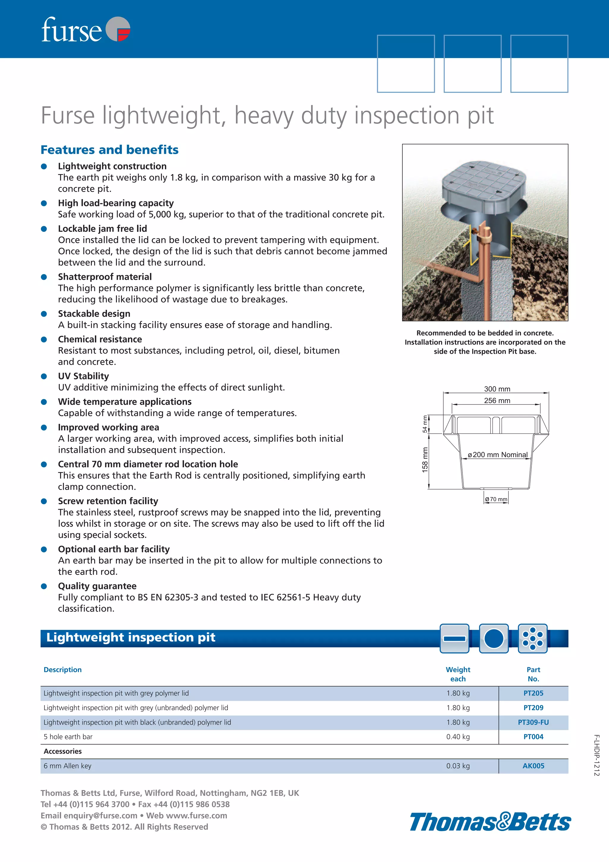 Lightweight inspection pit datasheet | PDF